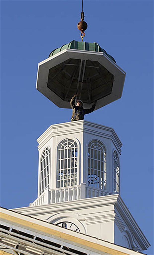 Lindner Hall outfitted with crowning steeple | Today at Elon | Elon ...