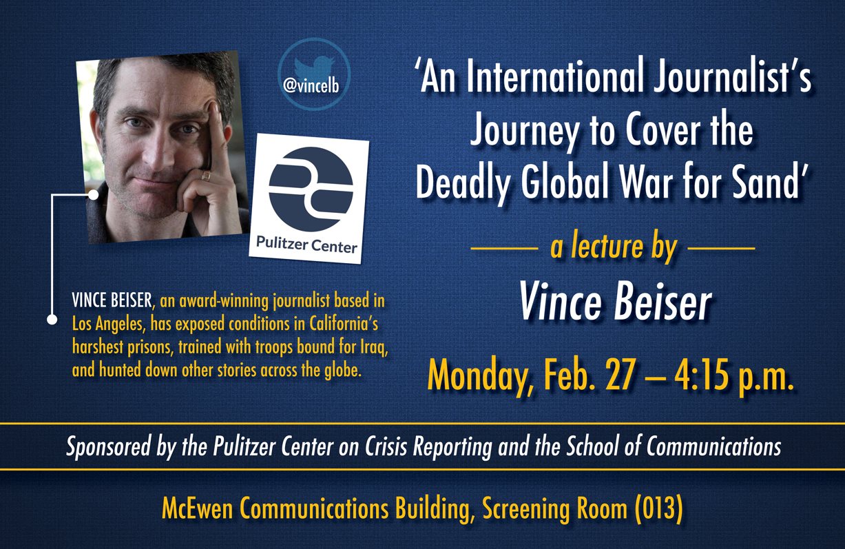 Journalist Vince Beiser to lecture on ‘The Deadly Global War for Sand ...