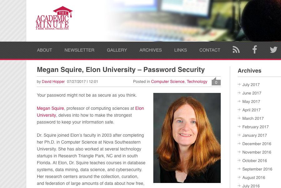 Inside Higher Ed's Academic Minute features Megan Squire | Today at ...