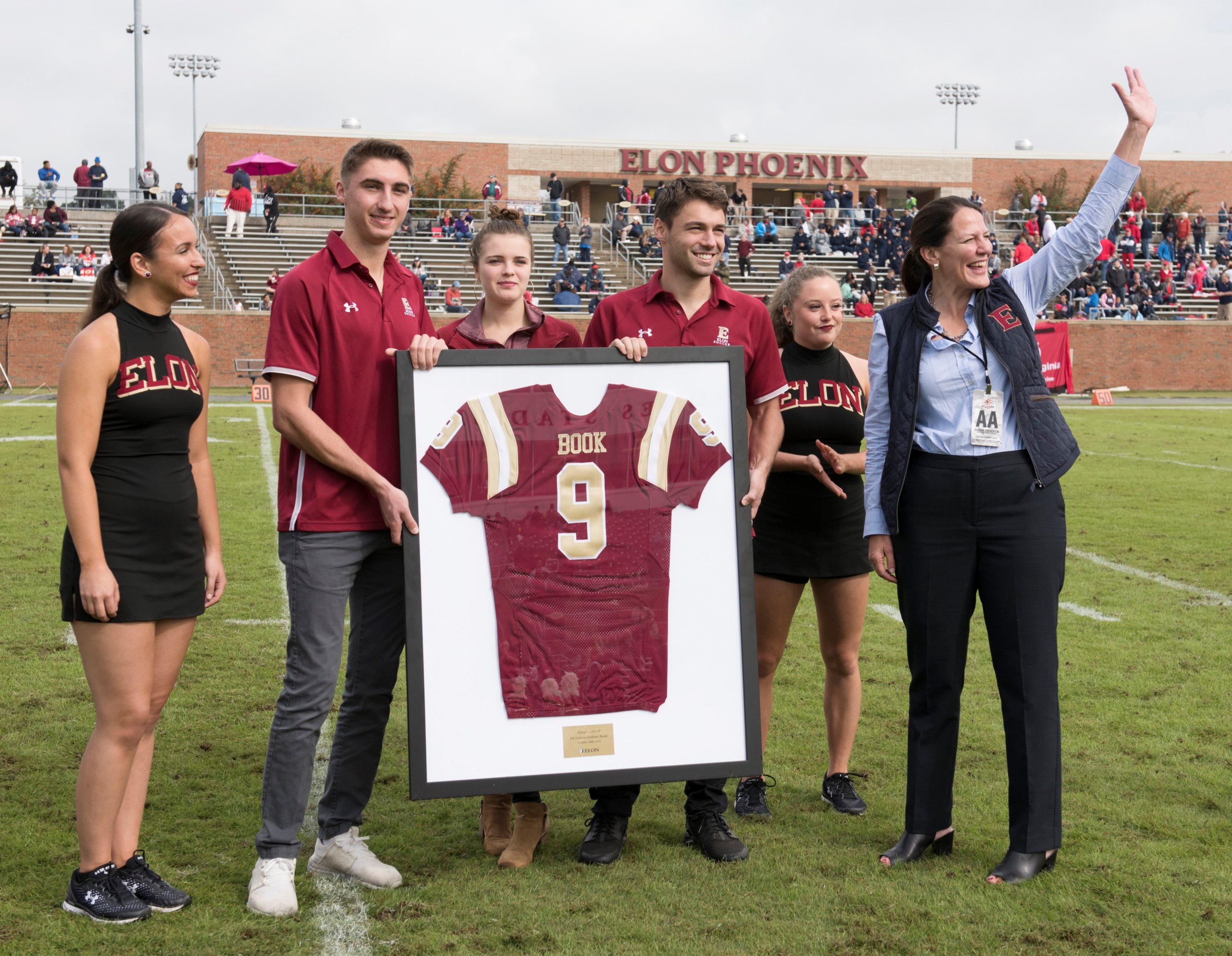 President Connie Ledoux Book honored at Elon football game | Today at ...