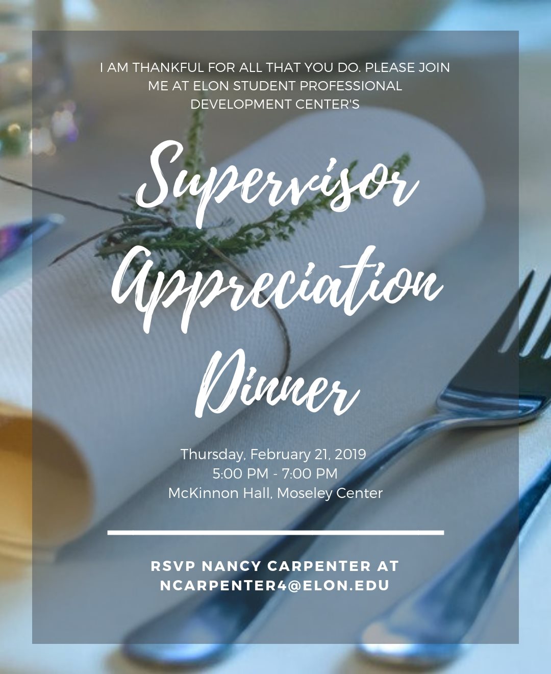 Supervisor Appreciation Dinner – Feb.21 | Today at Elon | Elon University