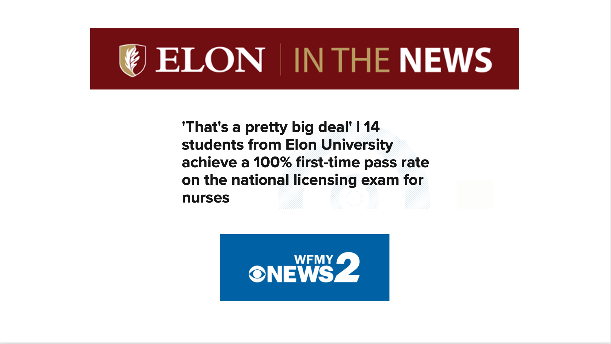 Elon’s inaugural ABSN cohort featured on WFMY News 2 for perfect first ...