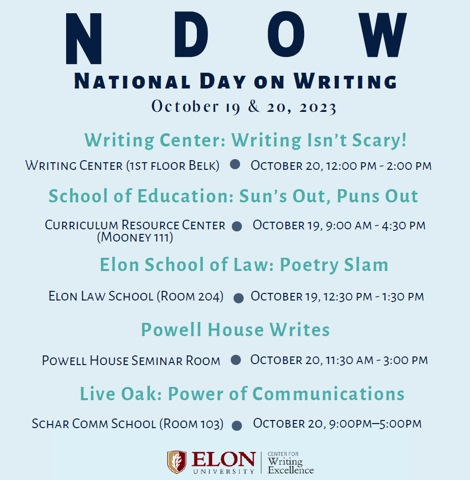 Elon celebrates the power of writing during National Day on Writing ...