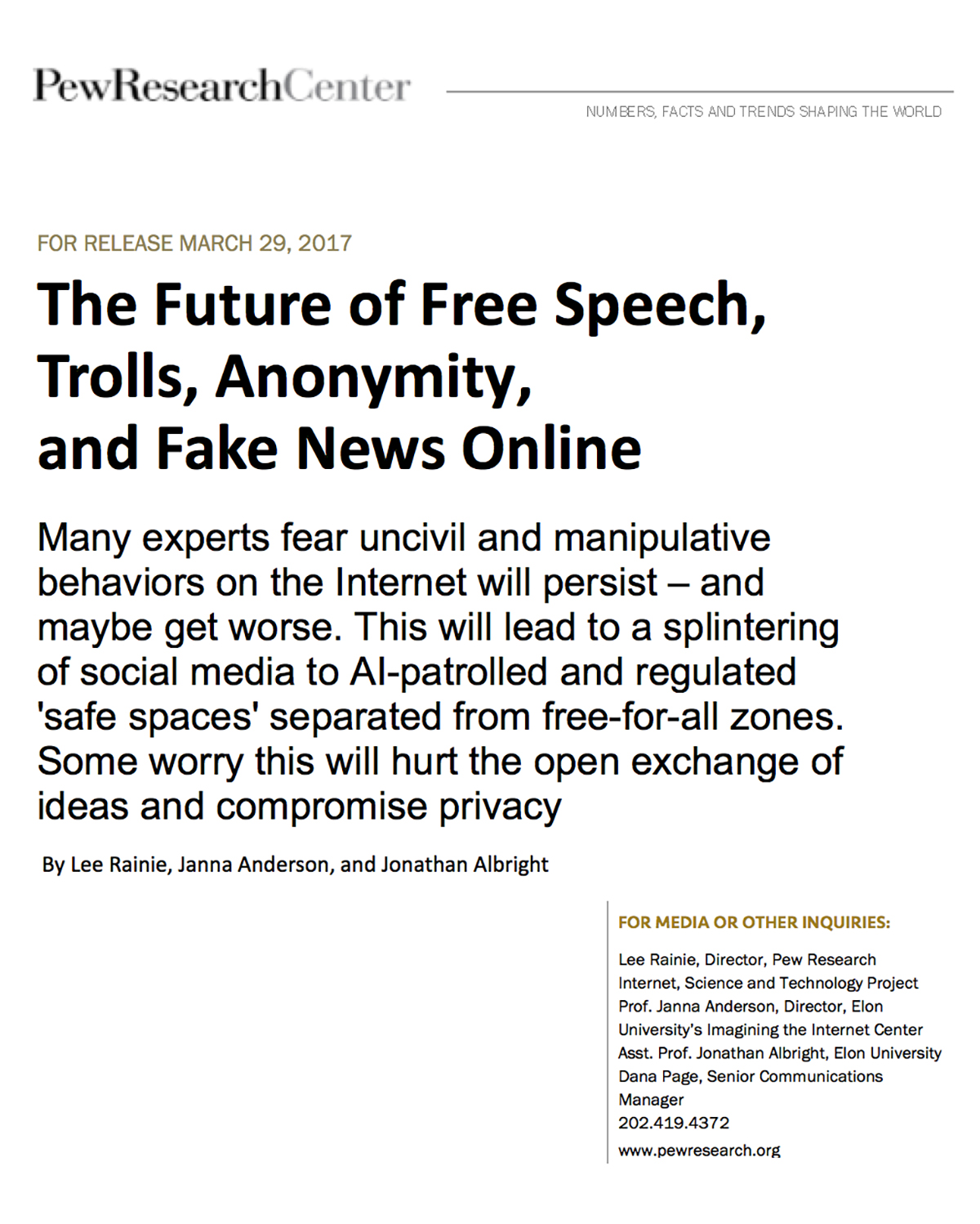 The 2016 Survey: The Future of Online Discourse – Imagining the Internet
